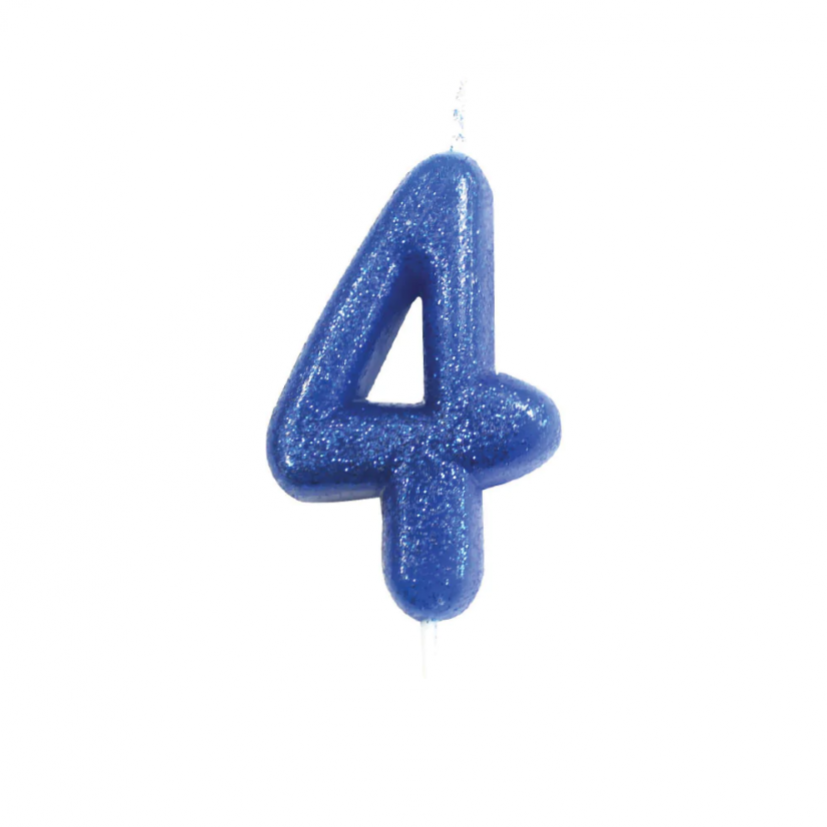 Blue glitter numbers candles - 4 - Four | Sugar & Ice