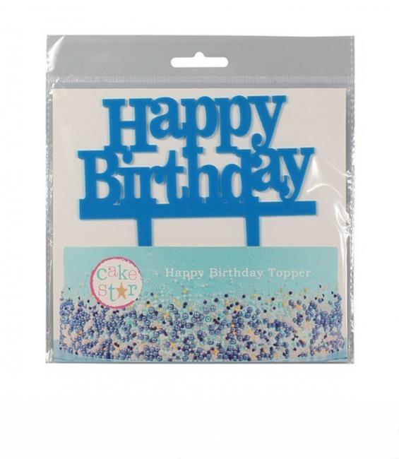 Cake Star - Happy Birthday Cake Topper - Blue Acrylic - 145 x 75mm ...