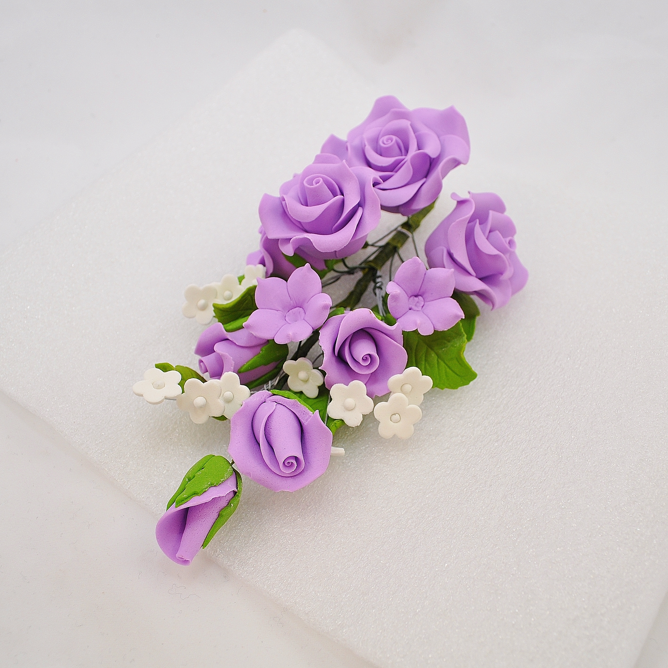 Lilac Wired Rose Spray Sugar Flower (Purple) | Sugar & Ice