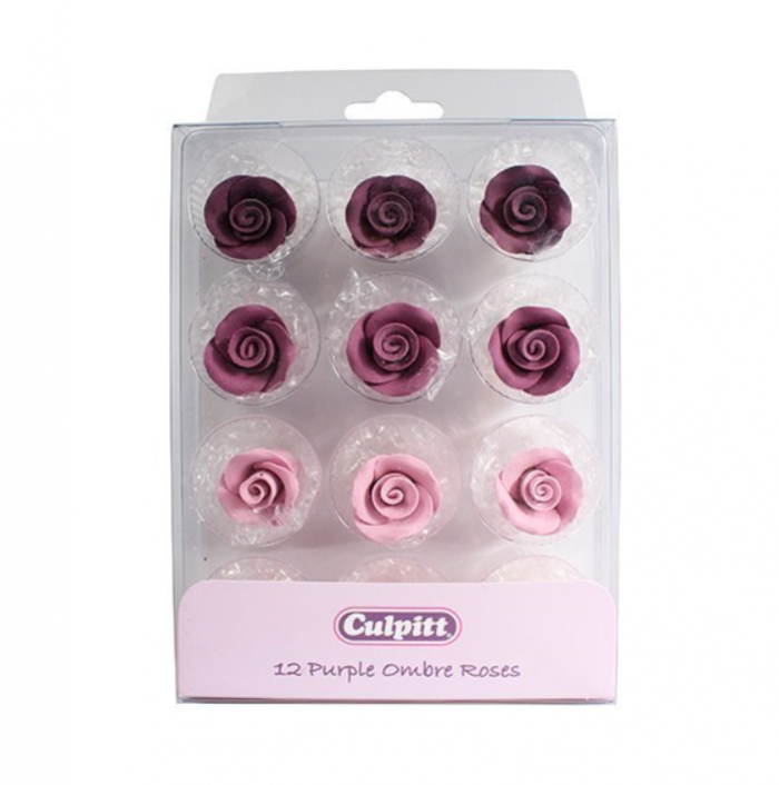 Purple Ombre Sugar Roses 12 Piece | Sugar & Ice